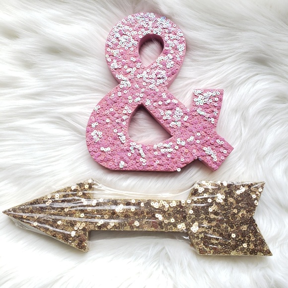 Target | Accents | Sequin Ampersand And Arrow Wooden Signs | Poshmark